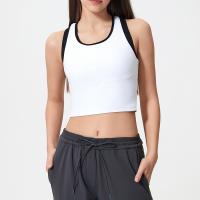 China Women High Support Brown Racerback Sports Bra 79 Nylon 21 Spandex Moisture Wicking Yoga Gym for sale