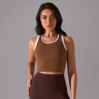 China Women High Support Brown Racerback Sports Bra 79 Nylon 21 Spandex Moisture Wicking Yoga Gym for sale