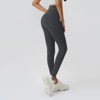 China Nylon Spandex High Waisted Leggings with Pockets Olive Green 7/8 Length Tummy Control for sale