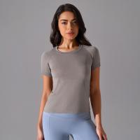 China Women's Seamless Short Sleeve Athletic Top Quick Dry Breathable Nylon Spandex for Yoga Running for sale