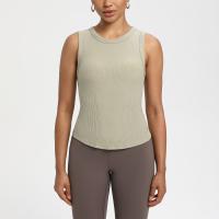 China Women's Ribbed Knit Tank Top Sage Green Sleeveless Slim Fit 94% Lenzing Modal 6% Spandex Yoga Activewear for sale