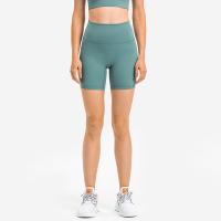 China High Waisted Teal Biker Shorts for Women 4 Inch Inseam 80 Nylon 20 Spandex Buttery Soft for sale