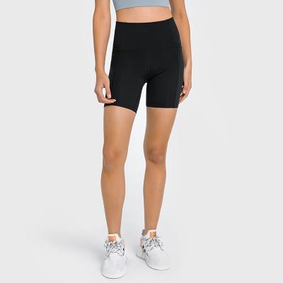 China High Waisted Yoga Biker Shorts 80% Nylon 20% Spandex 5 Inch Stretch Moisture Wicking Quick Dry for sale