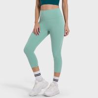 China High Waisted 7/8 Yoga Leggings Tummy Control Moisture Wicking 80% Nylon 20% Spandex Mint Green for sale