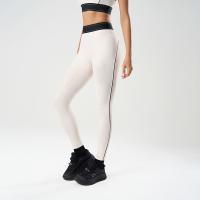 China Women's High Waisted Yoga Pants 80% Polyester 20% Spandex Full Length Slim Fit Brown Activewear Tights for sale