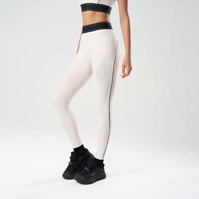 China Women's High Waisted Yoga Pants 80% Polyester 20% Spandex Full Length Slim Fit Brown Activewear Tights for sale