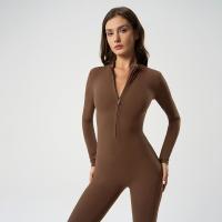 China Women's Seamless Full Zip Long Sleeve Jumpsuit 75% Nylon 25% Spandex for Workout Lounge for sale