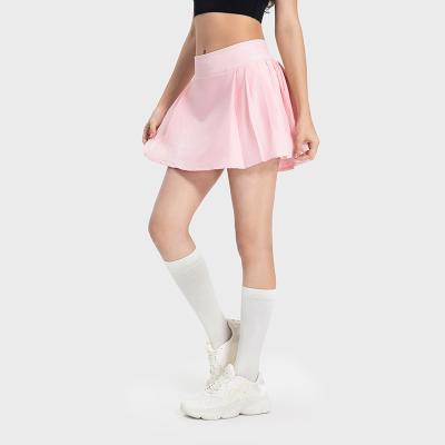 China Pastel Pink Satin Pleated Mini Skirt High Waisted Flowy for Women Dance Gymnastics Size S to L for sale
