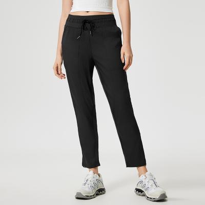 China Women's 95% Nylon 5% Spandex Jogger Pants Elastic Waist Drawstring Tapered Ankle Activewear for sale