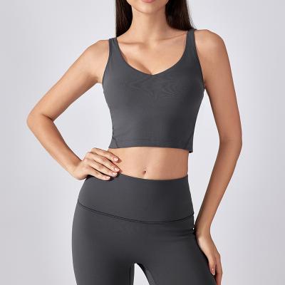 China Seamless Bamboo Fiber Sports Bra Crop Top Medium Support 79% Nylon 21% Spandex for Women Yoga Gym for sale