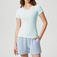 China Seamless Women Activewear Top Short Sleeve Breathable 65% Nylon 35% Polyester Yoga Gym Fitness for sale