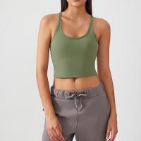China Women's Racerback Sports Bra 80 Polyester 20 Spandex Crop Top for Yoga Gym Running Olive Green for sale