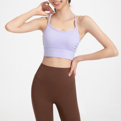 China Women's Seamless Nylon Yoga Crop Top Bra Medium Support Breathable 80% Nylon 20% Spandex for sale