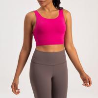 China Seamless Yoga Sports Bra Crop Top Bright Magenta 80 Nylon 20 Spandex Medium Support Breathable for sale