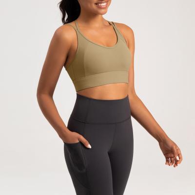 China Women's High Support Nylon Spandex Sports Bra High Waisted Pocket Leggings 225g S/M/L/XL for sale