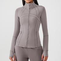 China Women's High Neck Nylon Spandex Yoga Jacket Long Sleeve Full Zip 87% Nylon 13% Spandex 4 Way Stretch for sale