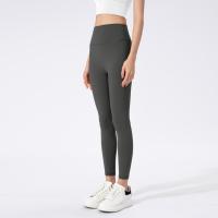 China High Waisted Mocha Brown Yoga Leggings 77% Nylon 23% Lycra Spandex 220g Squat Proof Tummy Control for sale