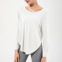 China Soft Dusty Pink Modal Long Sleeve Yoga Top Loose Fit Athletic Shirt for Women Workout Daily Wear 63% Viscose 37% Polyester for sale