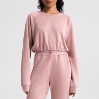 China Blush Pink Raglan Sleeve Loungewear Set 38% Modal 56% Polyester 6% Spandex Relaxed Fit for Yoga and Casual Wear for sale