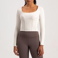 China 80% Nylon 20% Spandex Corset-Style Long Sleeve Crop Top for Yoga Gym Running for sale