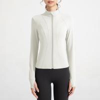 China Women's Light Blue Full Zip Yoga Jacket 80% Nylon 20% Spandex 230g Slim Fit for sale