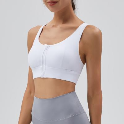China High Support Front Zip Sports Bra for Women 77% Nylon 23% Lycra Spandex Navy Blue for sale