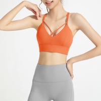 China Women Crisscross Front Sports Bra Nylon Spandex Low Support Yoga Pilates Daily Wear Orange S M L XL for sale