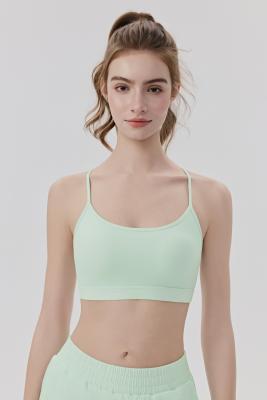 China Mint Green Nylon Spaghetti Strap Sports Bra for Women Low-Impact Yoga S/M/L/XL for sale
