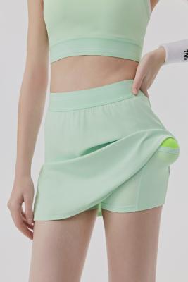 China Light Green Active Skort with Built-in Shorts and Ball Pocket for Tennis Workout Sizes S M L XL for sale