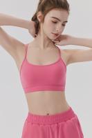China Light Green Thin Strap Padded Sports Bra for Yoga Fitness Breathable Nylon Spandex Sizes S M L XL for sale