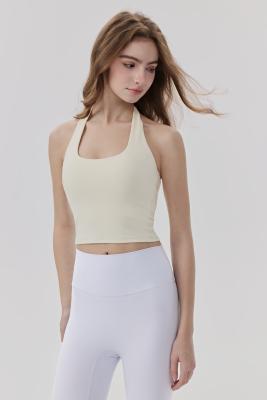 China Mint Green Halter Neck Crop Top for Yoga Fitness Breathable Nylon Spandex 81% 19% for sale
