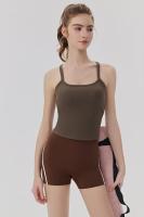 China Black Ribbed Camisole Tank Top with Built-in Bra for Yoga Workout 90% Nylon 10% Spandex for sale