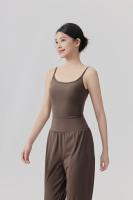 China Brown Camisole Yoga Tank Top with High Waisted Wide Leg Pants Set S-2XL for sale