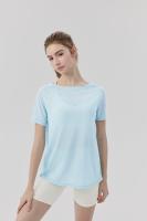 China Lightweight Sheer White Short Sleeve Workout T-Shirt 100% Polyester 100g for Yoga Fitness for sale