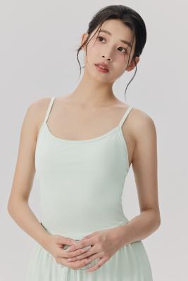 China Cream Camisole Tank Top 88.7% Polyester 11.3% Spandex Soft Breathable Fabric for Casual Loungewear for sale