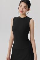 China Women's Sleeveless High Neck Slim Fit Modal Blend Black Top S/M/L/XL for Casual Active Wear for sale