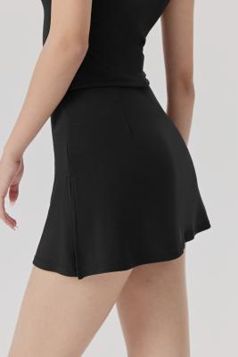 China Black Flared Mini Skirt with Built-in Shorts Soft Stretchy Fabric Sizes S M L XL for sale
