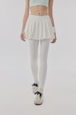 China White Pleated Tennis Skirt with Built-in Leggings High Waisted Athletic Skort Sizes S-XL 125-180g for sale
