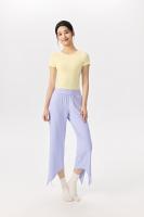 China Light Blue Modal Short Sleeve Top and Asymmetrical Cropped Pants Yoga Set for Women S M L XL for sale
