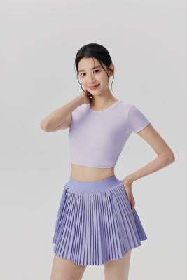 China Women's High Waist Pleated Tennis Skirt Set Quick Dry Nylon Spandex Athletic Crop Top and Skirt for Golf Workout for sale