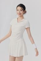 China Women's Tennis Polo Shirt and Skirt Set Breathable Quick-Dry Cream Sportswear Sizes S M L XL for sale