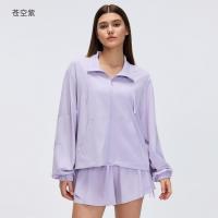 China Women's Purple Lightweight Full Zip Oversized Windbreaker Jacket 88% Polyester 12% Spandex 140g for sale
