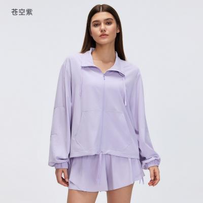 China Women's Purple Lightweight Full Zip Oversized Windbreaker Jacket 88% Polyester 12% Spandex 140g for sale