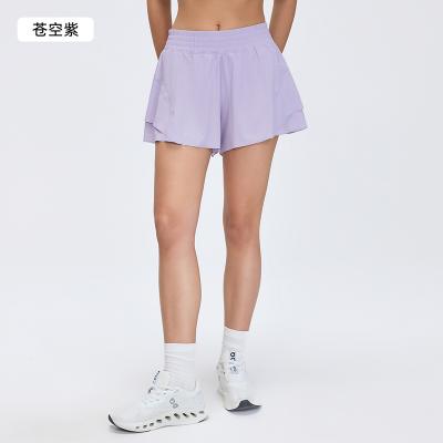 China Women's Light Purple High Waisted Running Shorts with Built-in Liner 88% Polyester 12% Spandex for sale