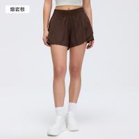 China Women's Light Purple High Waisted Running Shorts with Built-in Liner 88% Polyester 12% Spandex for sale