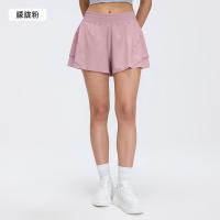 China Women's Light Purple High Waisted Running Shorts with Built-in Liner 88% Polyester 12% Spandex for sale