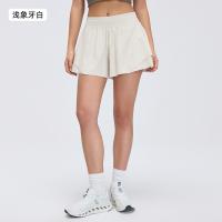 China Women's Light Purple High Waisted Running Shorts with Built-in Liner 88% Polyester 12% Spandex for sale