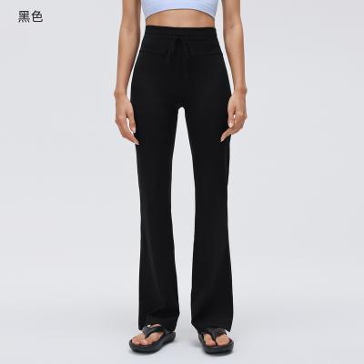 China Women's High Waisted Flare Leggings with Drawstring 79% Nylon 21% Spandex for Yoga Casual Wear for sale