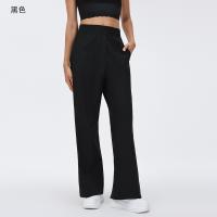 China Women's Black High Waisted Straight Leg Casual Pants with Pockets 90% Nylon 10% Spandex for sale