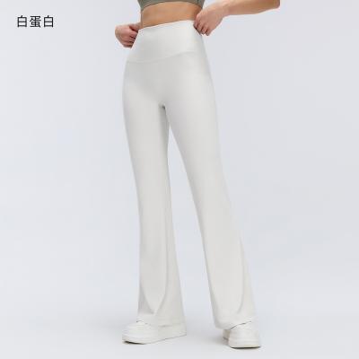 China Women's White High Waisted Flare Yoga Pants 80% Nylon 20% Spandex Sizes 4-12 for sale